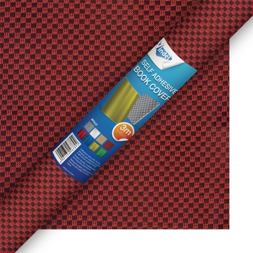 Metallic Self-adhesive Book Cover Red Checker